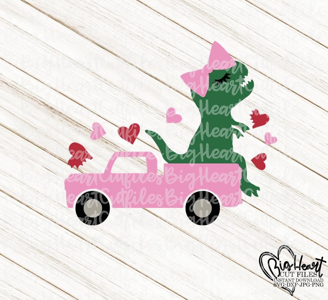 Valentine Dinosaur Svg Png Jpg Dxf Dinosaur Girl Valentine | Etsy