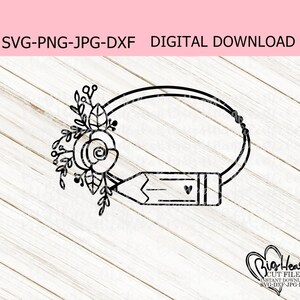 Teacher Monogram Frame Svg Png Jpg Dxf Teacher Cut File | Etsy