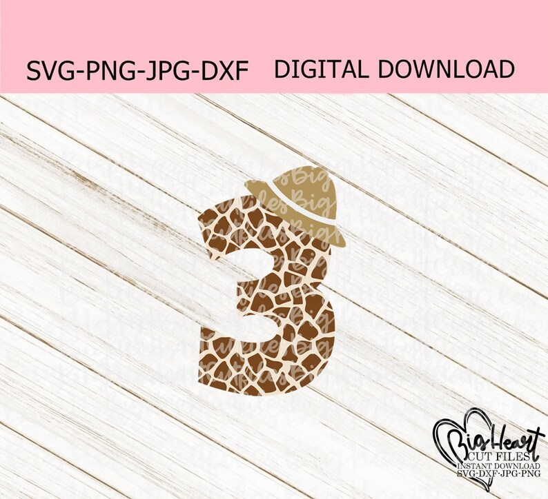 Giraffe Number 3 Svg Png Jpg Dxf Safari Jungle 3rd - Etsy