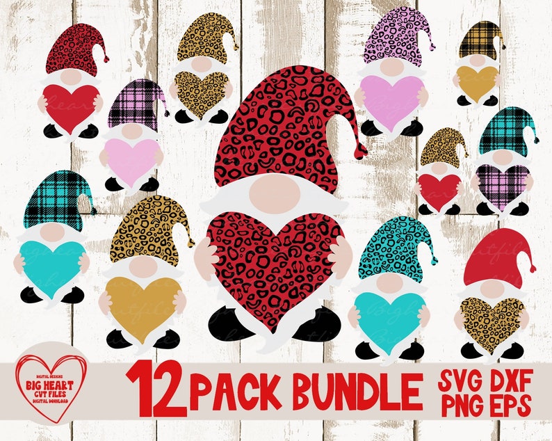 Valentines Day Gnomes Svg Bundlegnomes Svg Png Dxf Eps - Etsy
