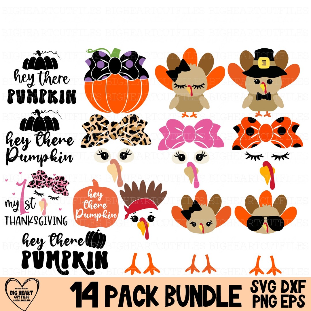 Thanksgiving Bundle Svg Png Dxf Eps Turkey Svg Thanksgiving Kids Svg ...
