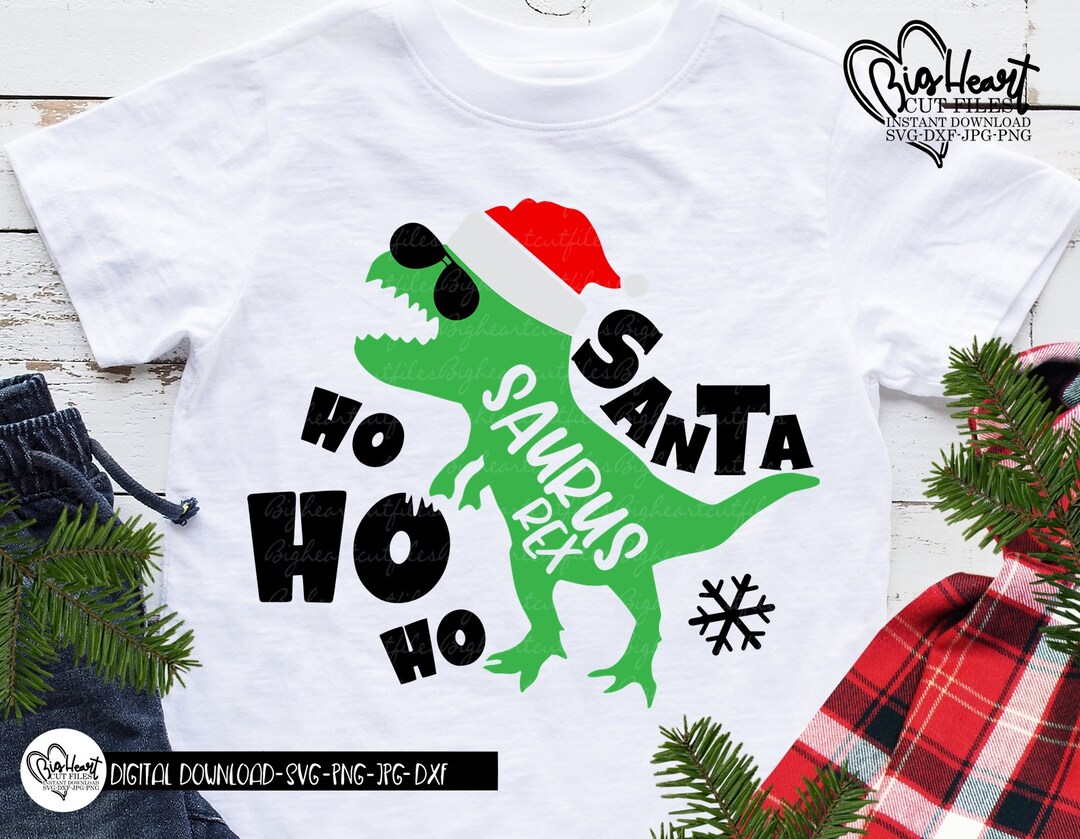 Christmas Dinosaur Svg, Png, Jpg, Dxf, Santa Saurus Rex Svg, T-rex Svg ...
