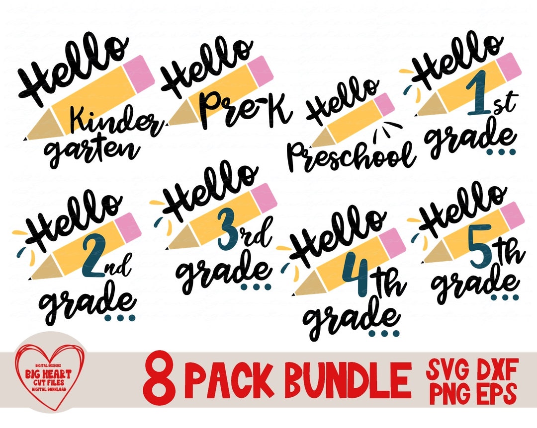 Hello Grade Bundle School Svg Bundle Back to School Bundle - Etsy