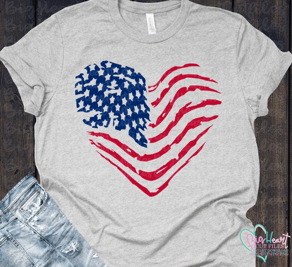 Distressed American Flag Heart Svg Png Jpg Dxf 4th of July - Etsy