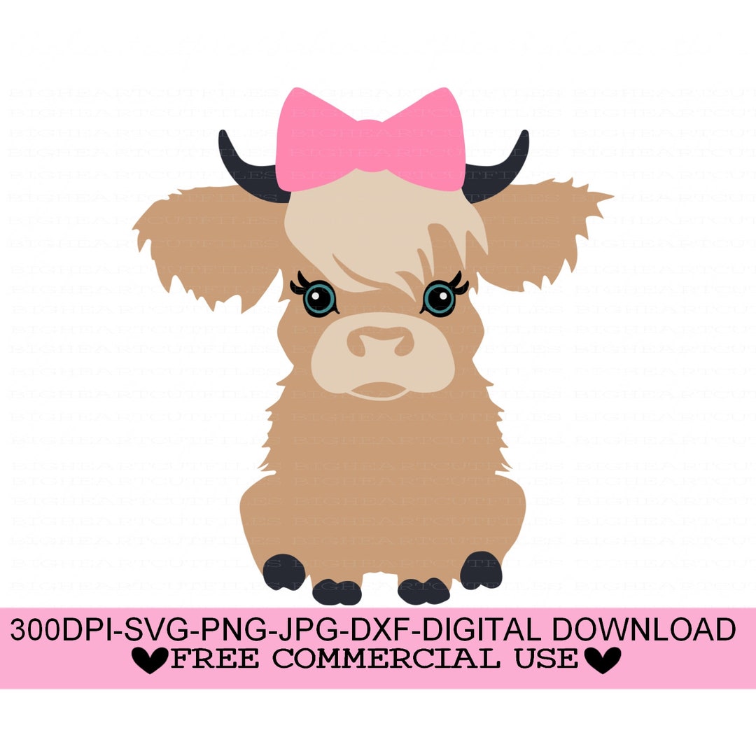 Baby Highland Cow Svg, Png, Jpg, Dxf, Highland Cow Cut File Digital ...