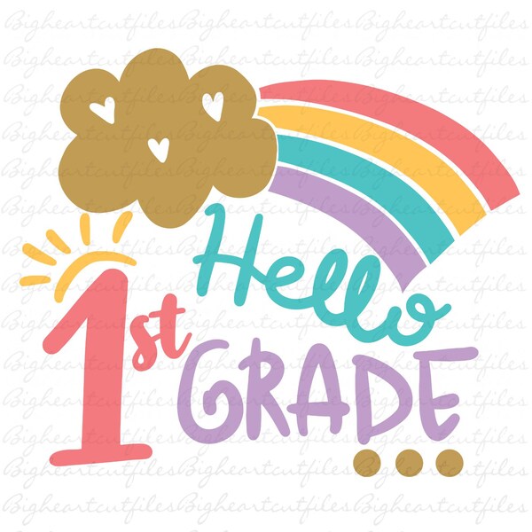 Hello First Grade Svg - Etsy