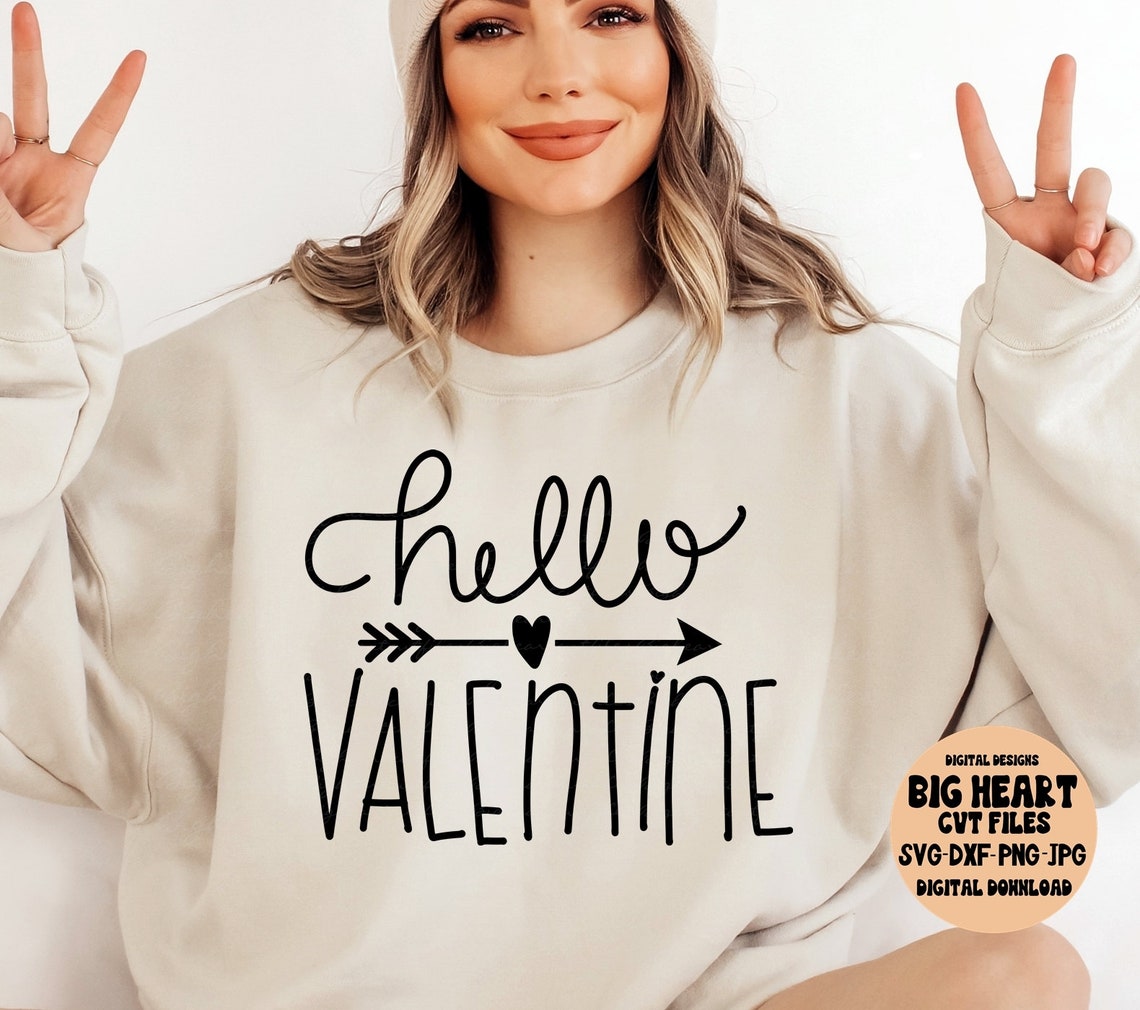 Hello Valentine Svg Png Jpg Dxf Valentine's Day Svg - Etsy