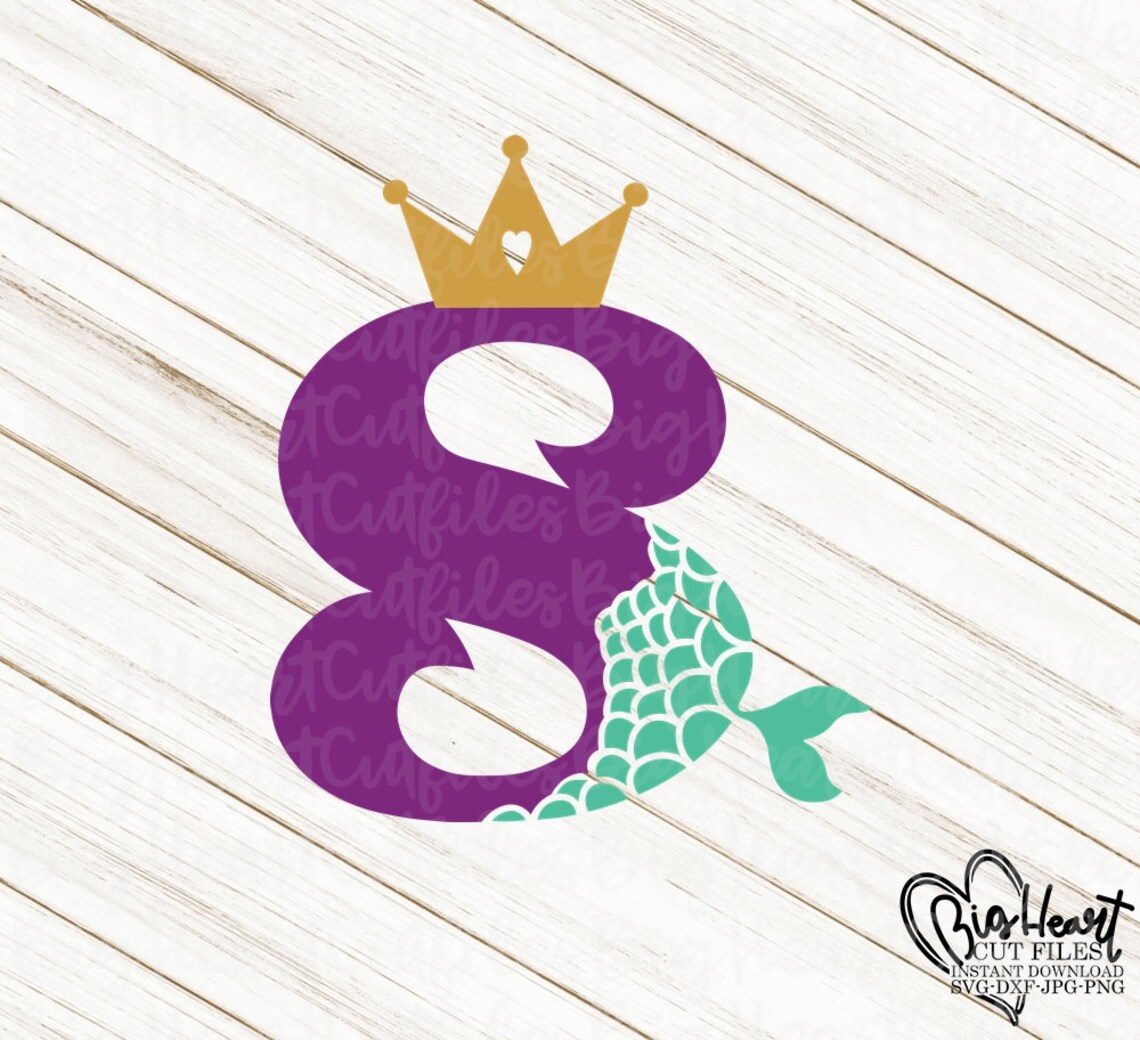 Mermaid 8th Birthday Girl Svgpngjpgdxfmermaid Number With - Etsy