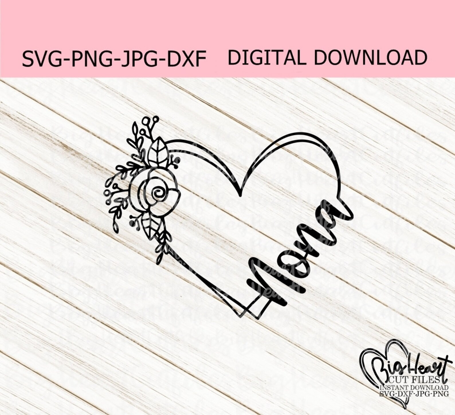 Nona Heart Svg Png Jpg Dxf Nona Svg Nona Cut File - Etsy