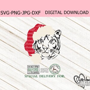 Santa Tiger Santa Sack Svg Png Jpg Dxf Christmas Tiger - Etsy