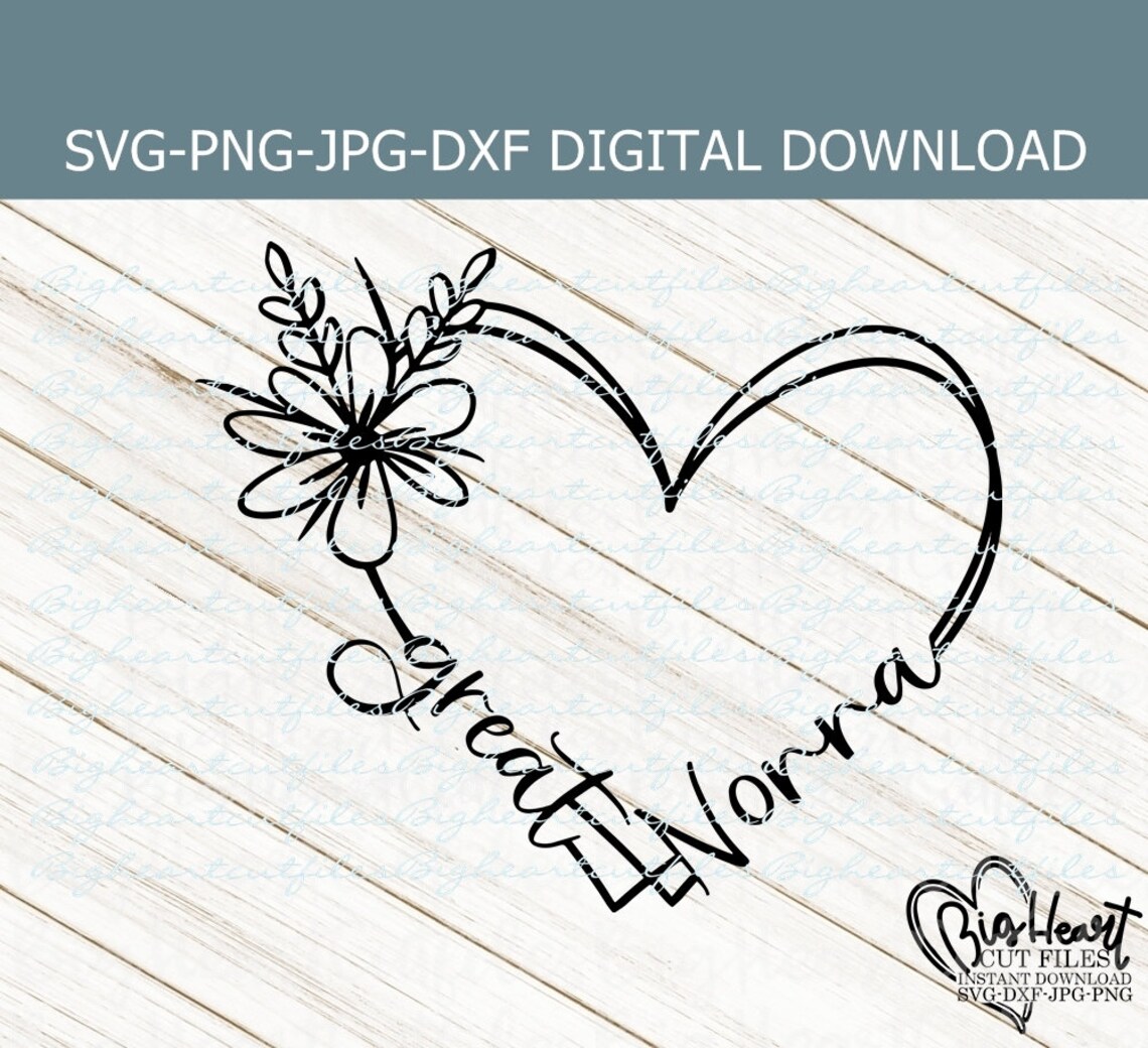 Great Nonna Heart Svg Png Jpg Dxf Mother's Day Svg - Etsy