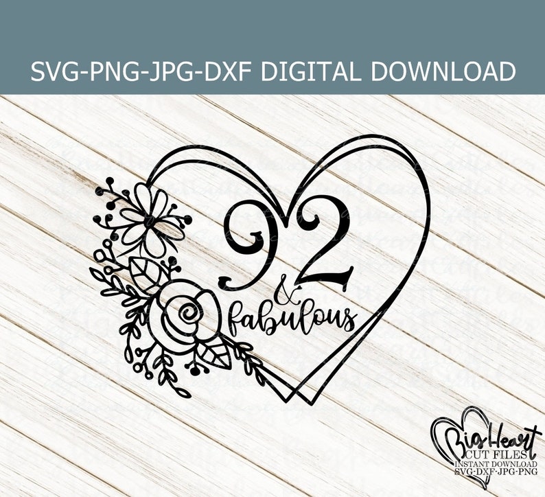 92 and Fabulous Svg Png Jpg dxf 92nd Birthday Svg - Etsy
