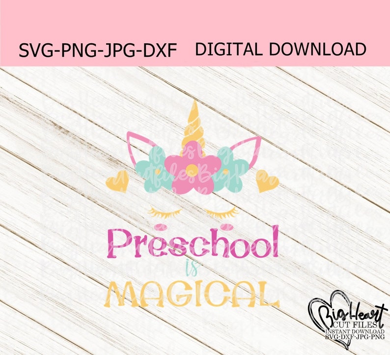 Preschool is Magical Svg Png Jpg Dxf Unicorn Girl | Etsy