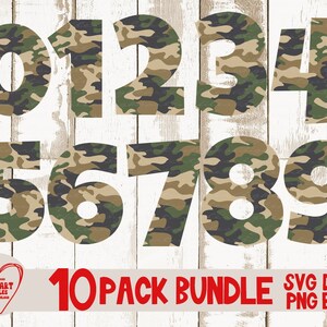 Numbers Svg Bundle, Birthday Party Numbers Svg Png Dxf Eps, Camouflage ...