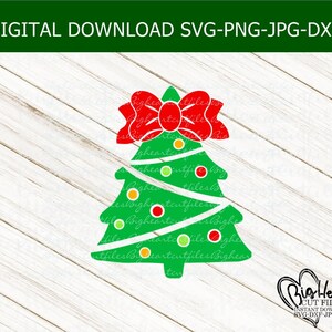 Girl Christmas Tree Svg Png Jpg Dxf Tree With Bow Svg - Etsy