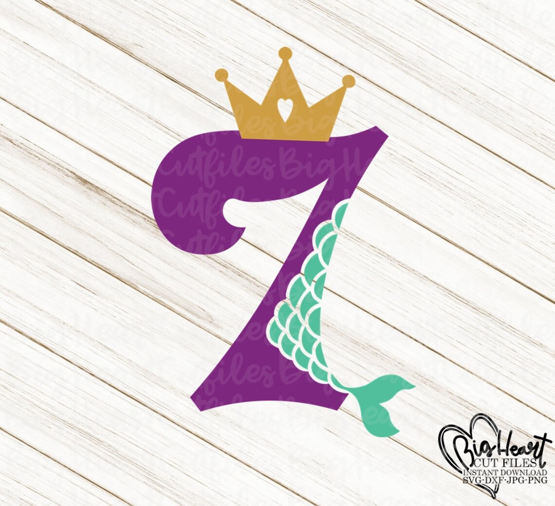Mermaid 7th Birthday Girl Svgpngjpgdxf Mermaid - Etsy