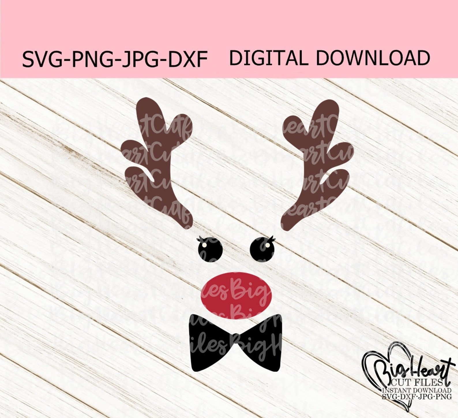 Reindeer Face Svg Png Jpg Dxf Christmas Reindeer Svg - Etsy