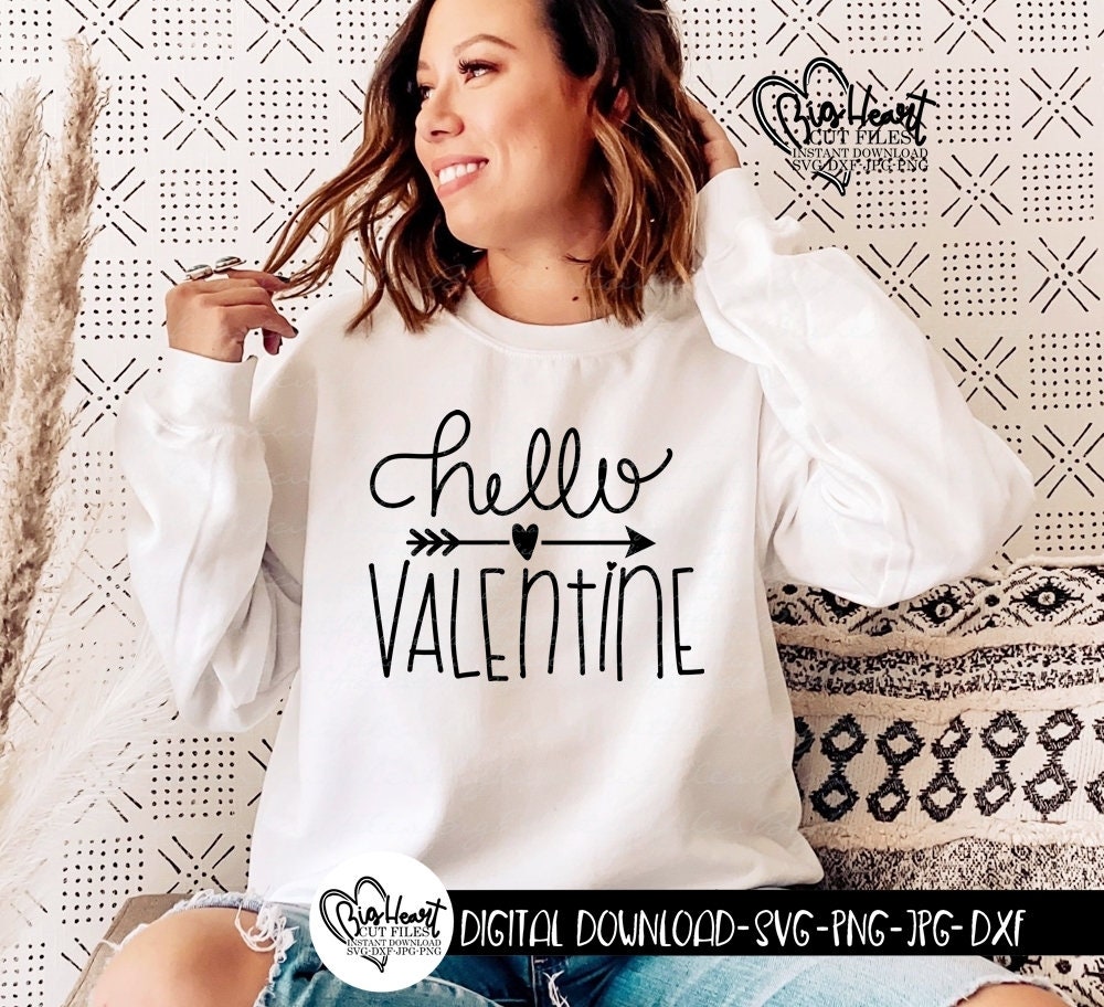 Hello Valentine Svg Png Jpg Dxf Valentine's Day Svg - Etsy