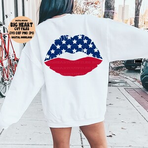 US Flag Lips Svg, Png, Jpg, Dxf, 4th of July Svg, American Flag Lips ...