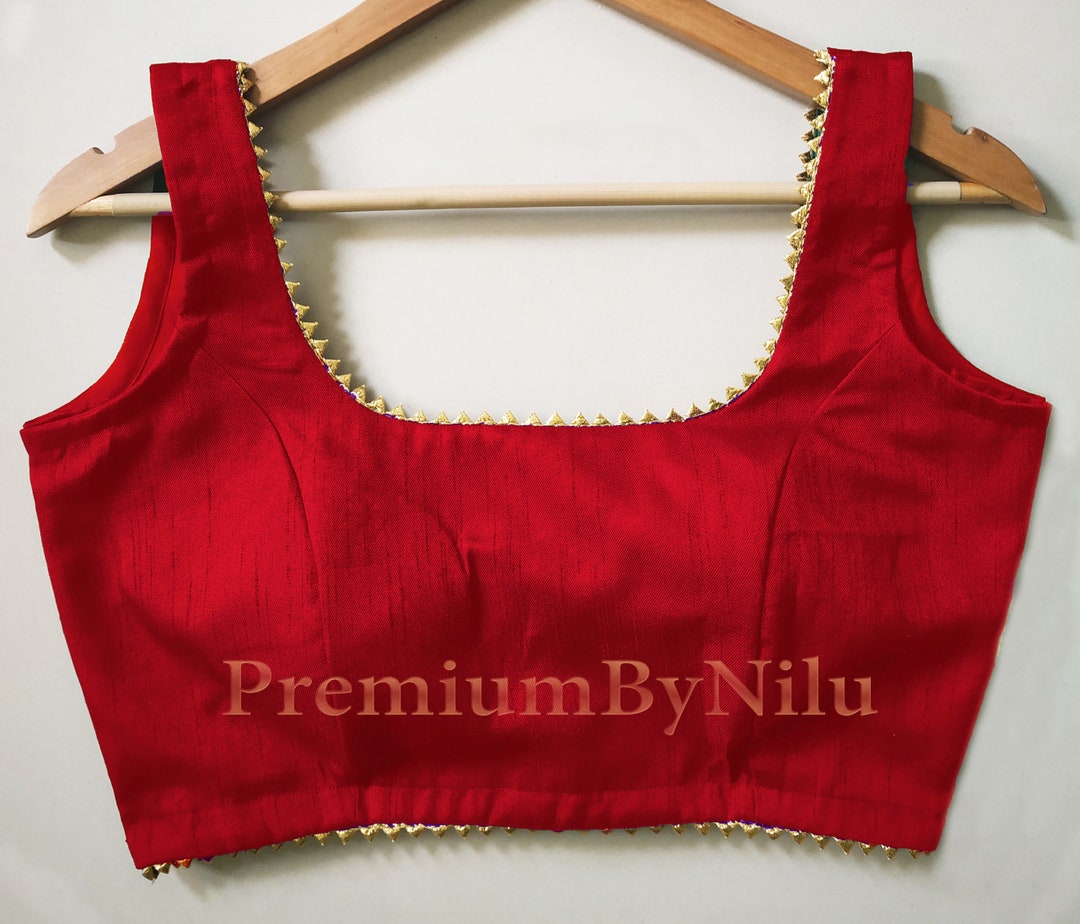 Red Readymade Saree Blouse Sleeveless Silk Blouse for Saree - Etsy