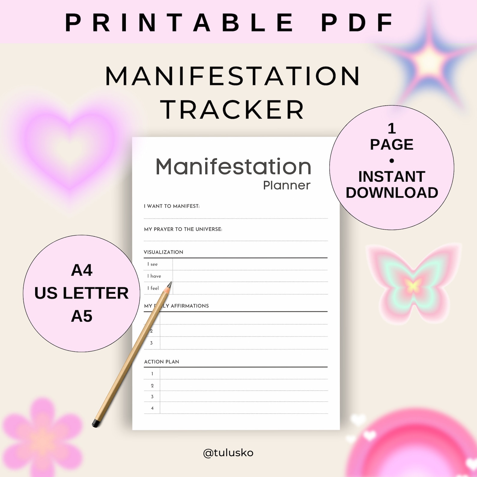 Manifestation Planner Daily Manifestation Journal Manifesting - Etsy