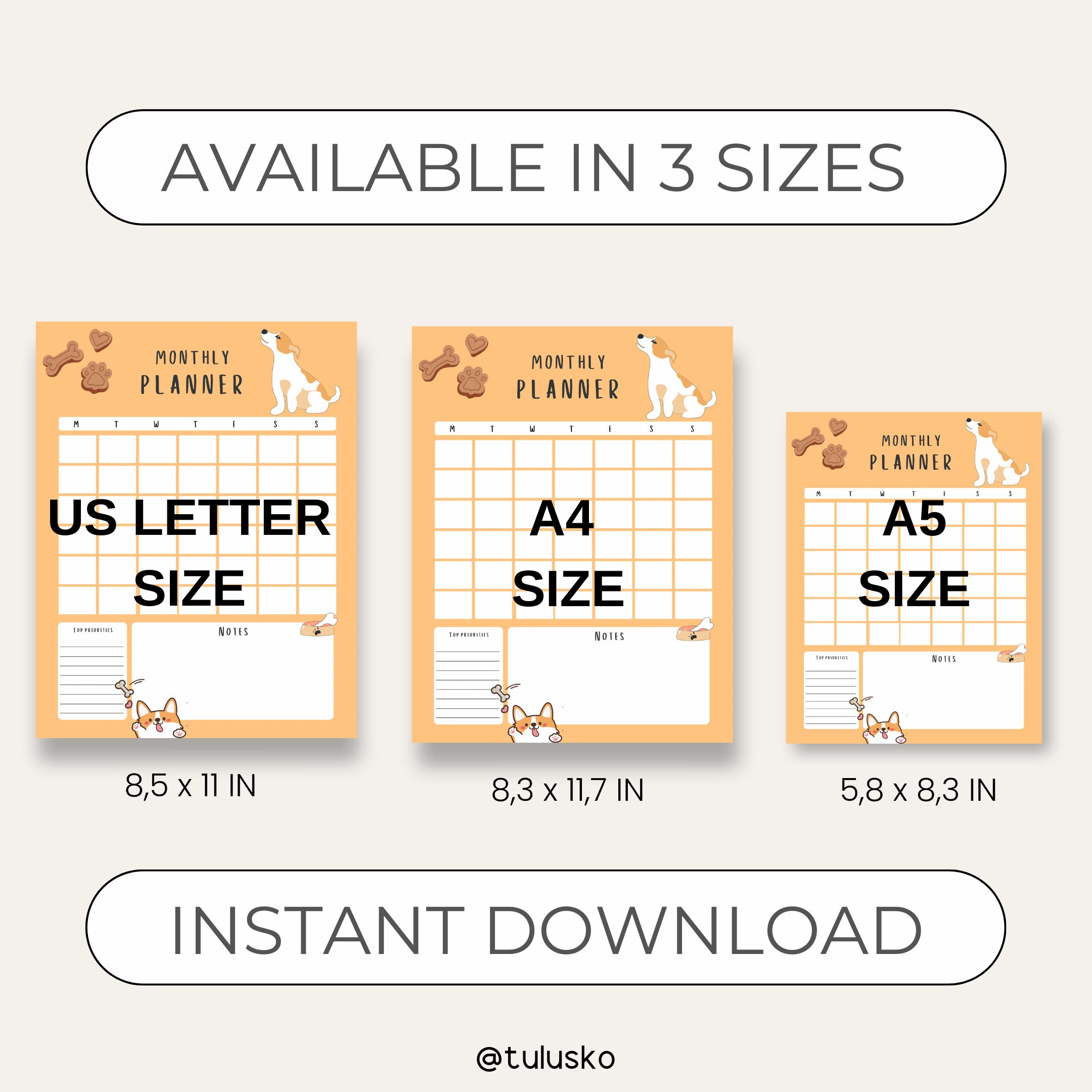 Monthly Planner Dog Themed Printable Monthly Planner Dog - Etsy