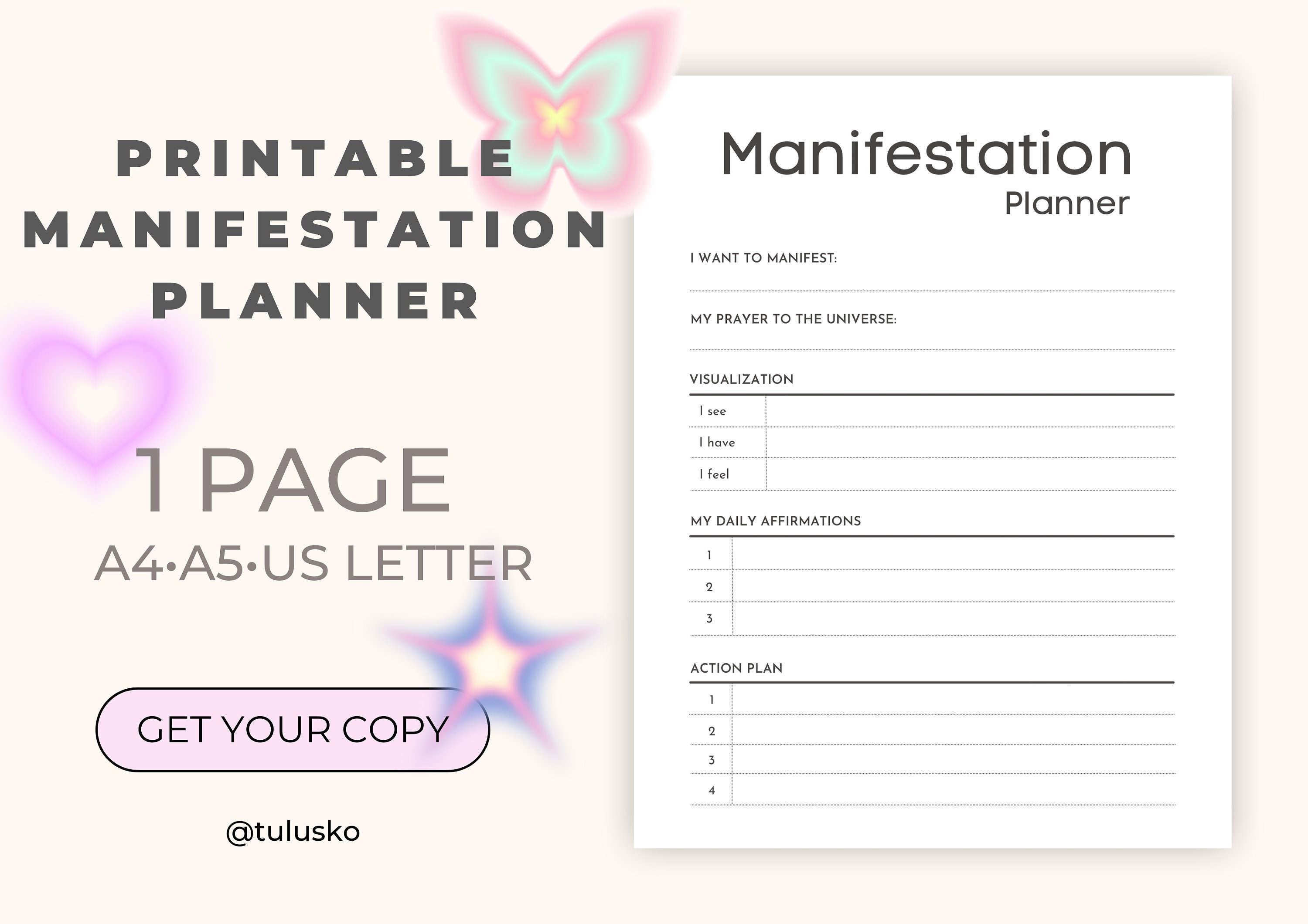 Manifestation Planner Daily Manifestation Journal Manifesting - Etsy
