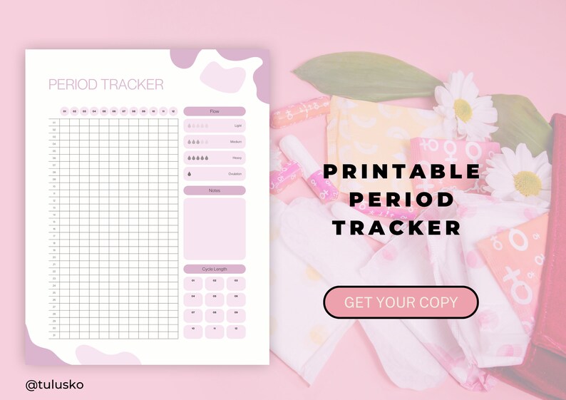 Printable Period Tracker Symptom Tracker Pdf Menstruation Etsy