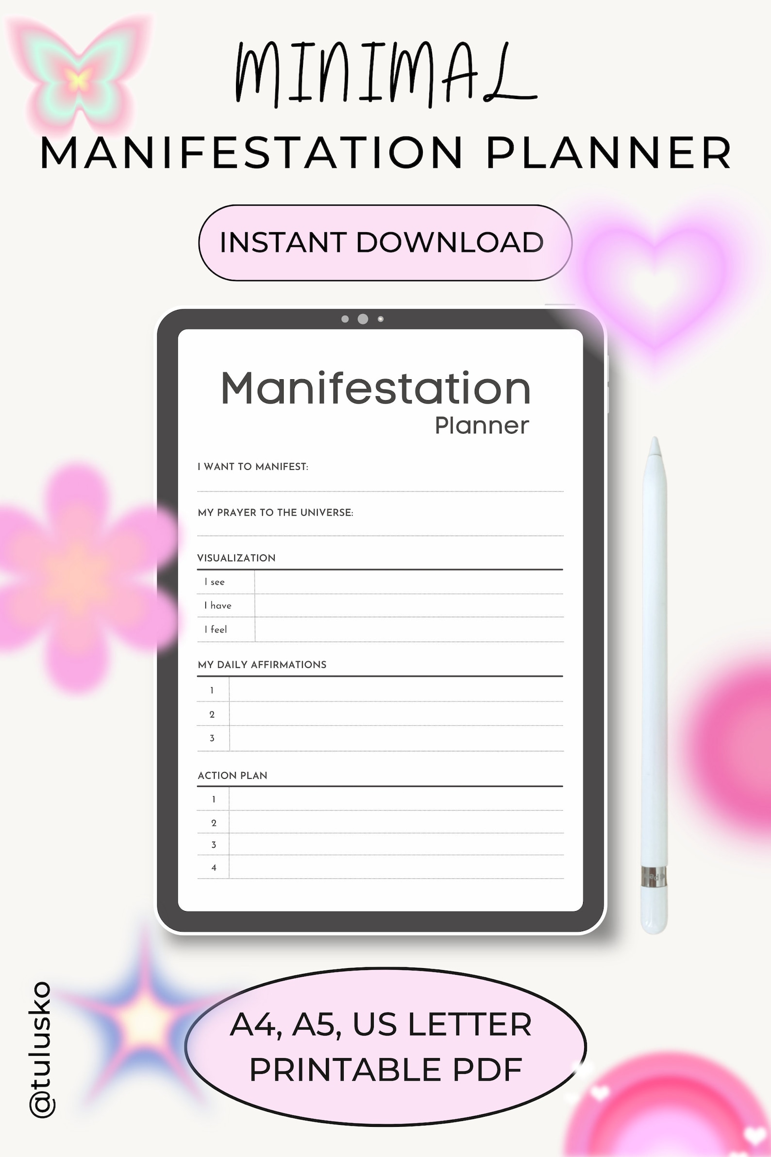 Manifestation Planner Daily Manifestation Journal Manifesting - Etsy