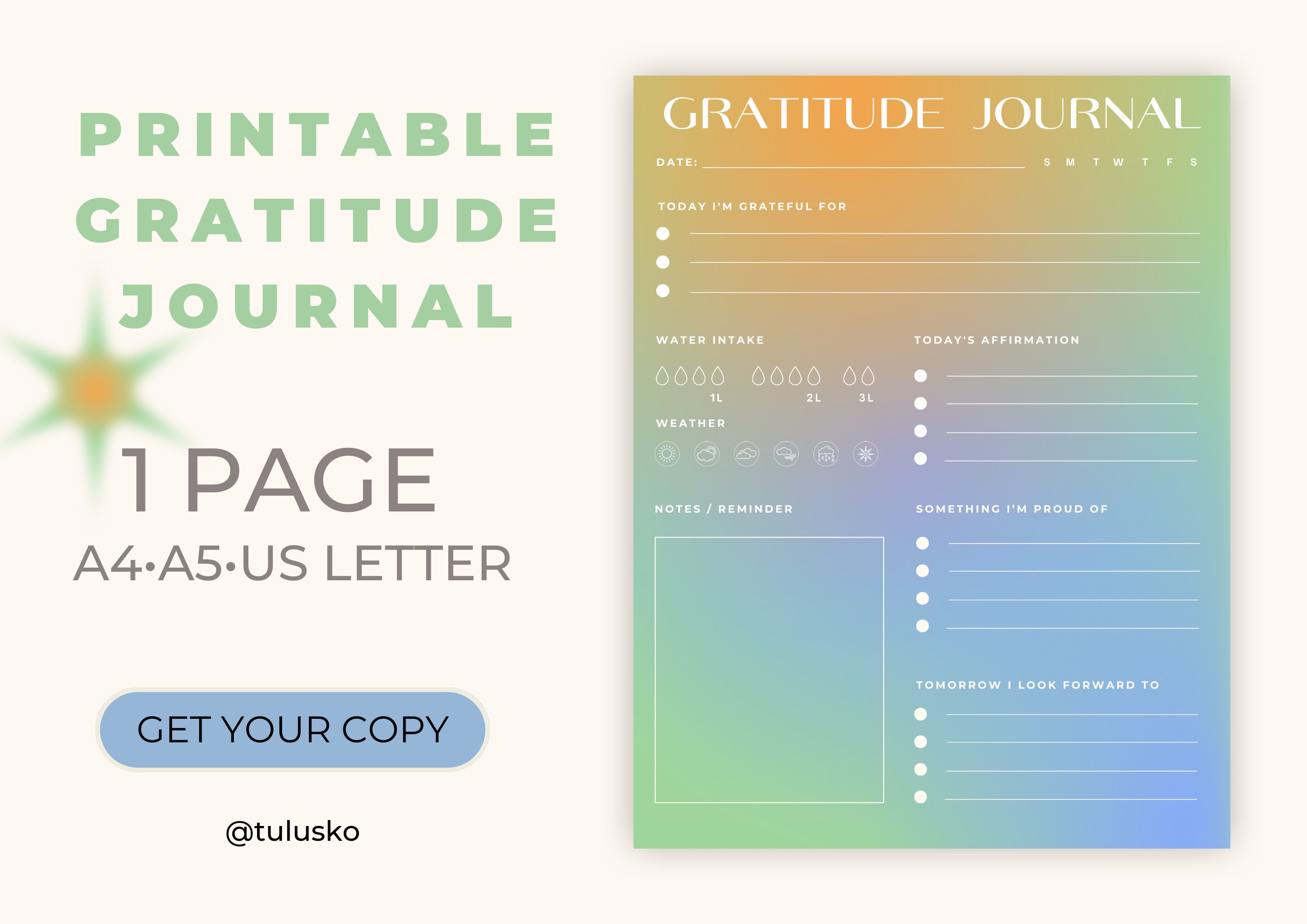 Gratitude Journal Manifestation Planner Printable Daily - Etsy