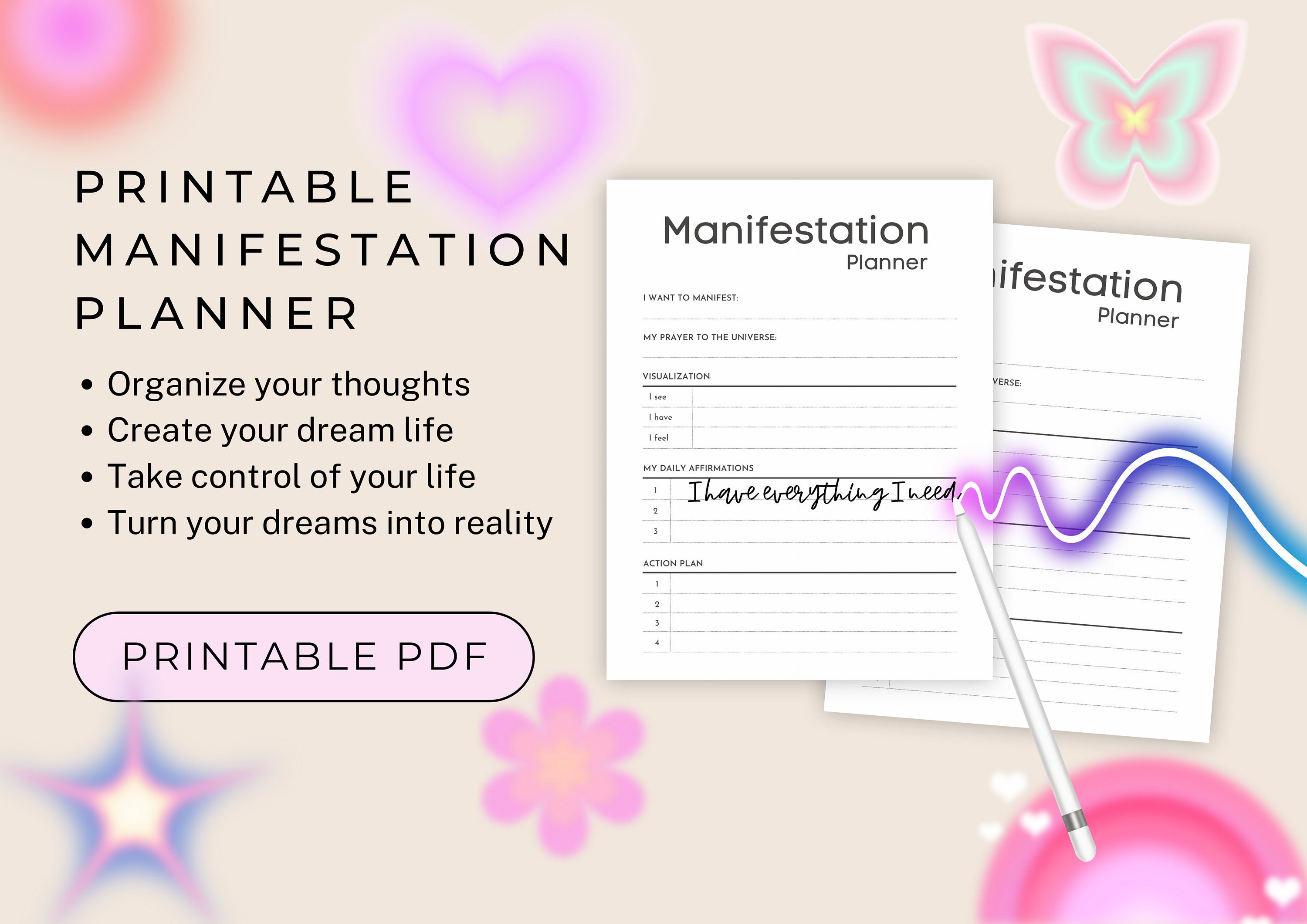Manifestation Planner Daily Manifestation Journal Manifesting - Etsy