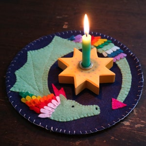 Rainbow Dragon Candle Mat Pattern Felt Sewing Pattern Printable PDF - Etsy