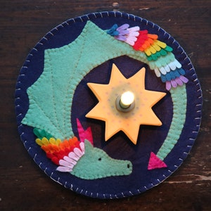 Rainbow Dragon Candle Mat Pattern Felt Sewing Pattern Printable PDF - Etsy