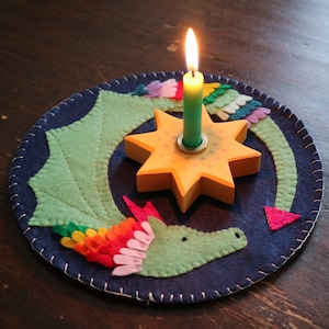 Rainbow Dragon Candle Mat Pattern Felt Sewing Pattern Printable PDF - Etsy