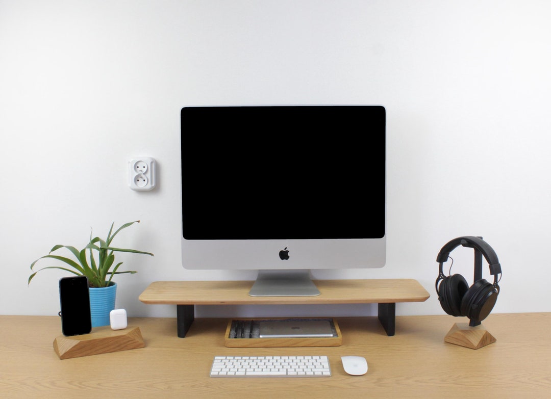 Solid Wood Monitor Stand, Wooden Dual Desk Riser, Custom Size Desk ...