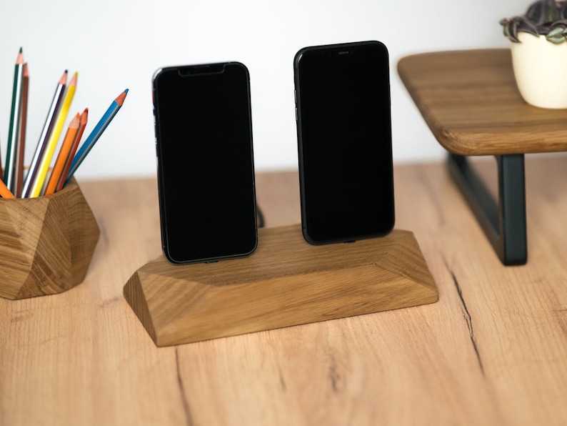 Wooden Dual Charging Station, Double iPhone Docking Station, Wood Phone ...