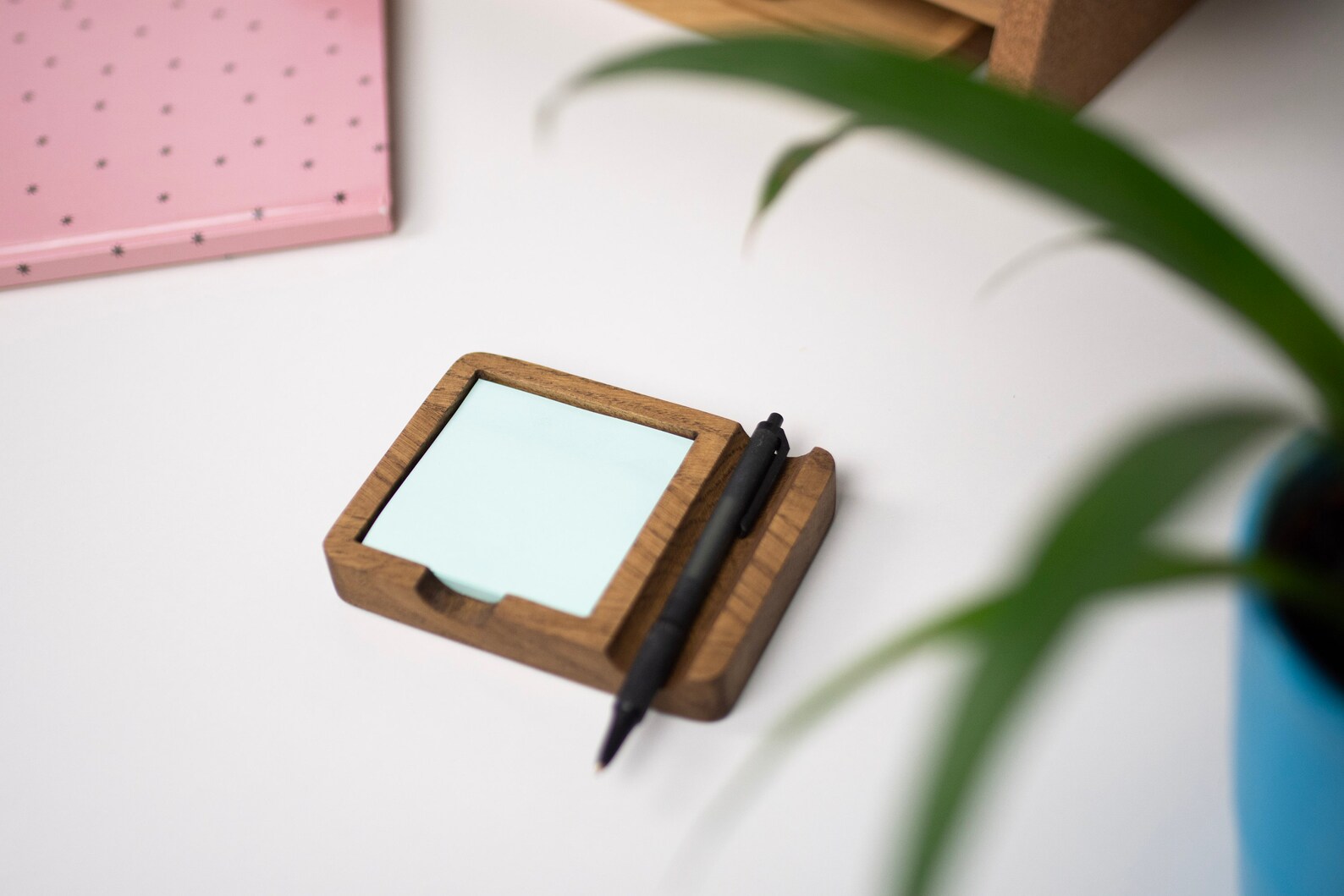 Wooden Sticky Note Holder | Minimalist Pencil Holder | Unique Sticky ...