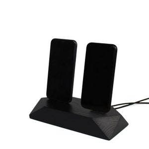 Wooden Dual Docking Station Double iPhone Charging Station Wood Phone ...