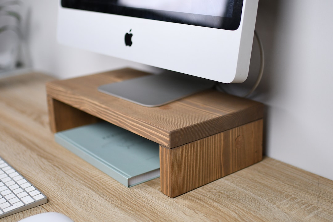 Wooden Matte Monitor Stand Ergonomic Height Computer Screen Riser ...