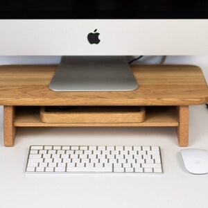 Solid Wood Monitor Stand / Wood Desk Shelf Organizer/ Computer Desk ...