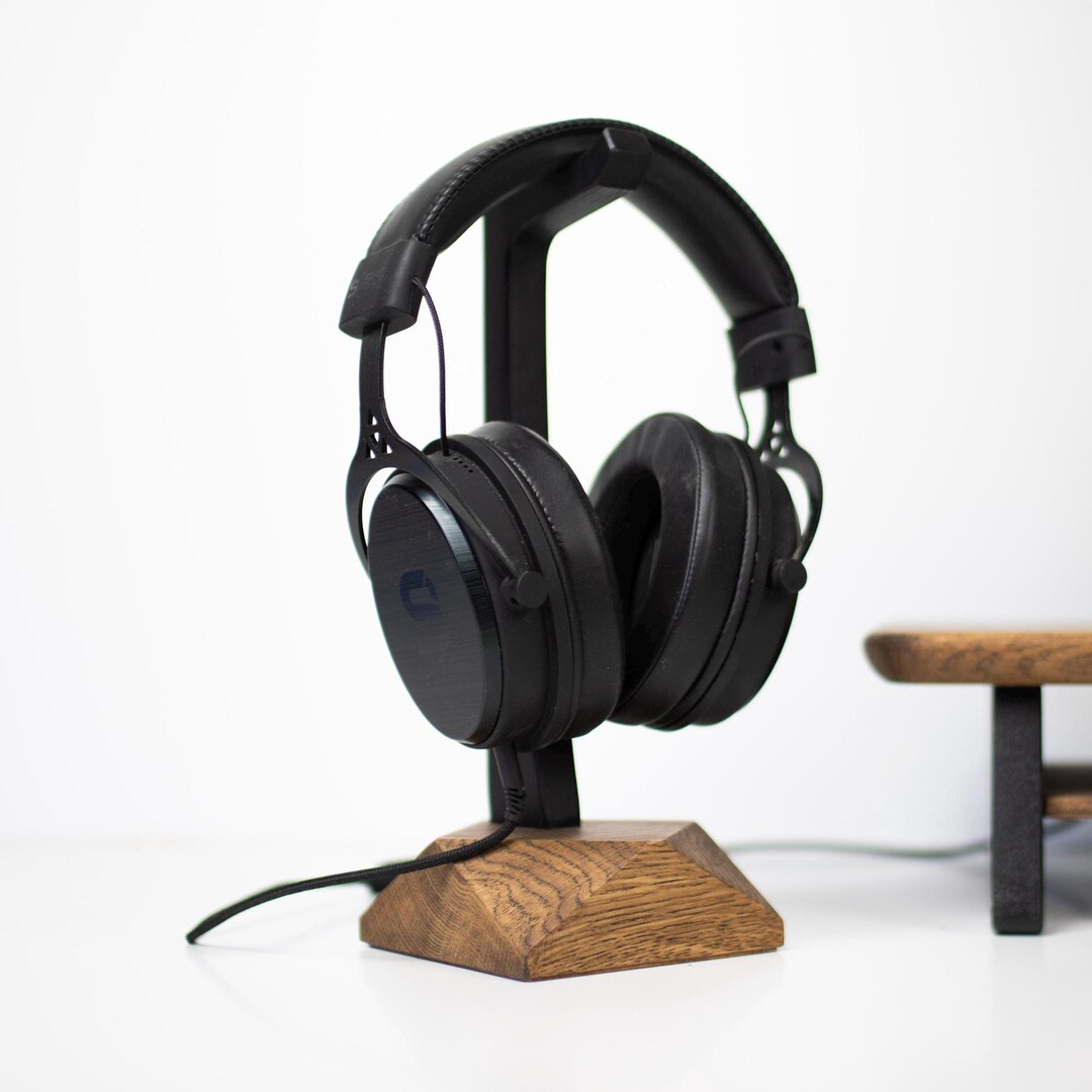 Geometric Headphone Stand | Wooden Headset Accessories | Desk ...