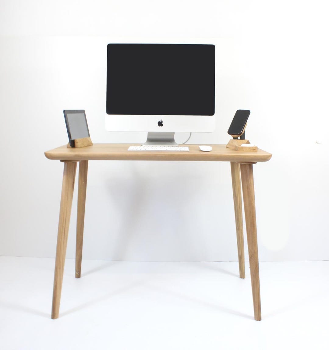 Handmade Wooden Computer Desk, Solid Wood Desk Top, Small Scandinavian ...