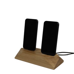 Wooden Dual Docking Station Double iPhone Charging Station Wood Phone ...