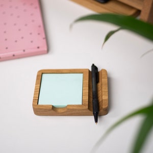 Wooden Sticky Note Holder | Minimalist Pencil Holder | Unique Sticky ...