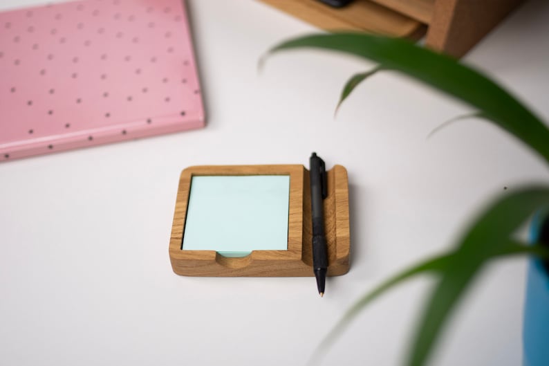 Wooden Sticky Note Holder | Minimalist Pencil Holder | Unique Sticky ...