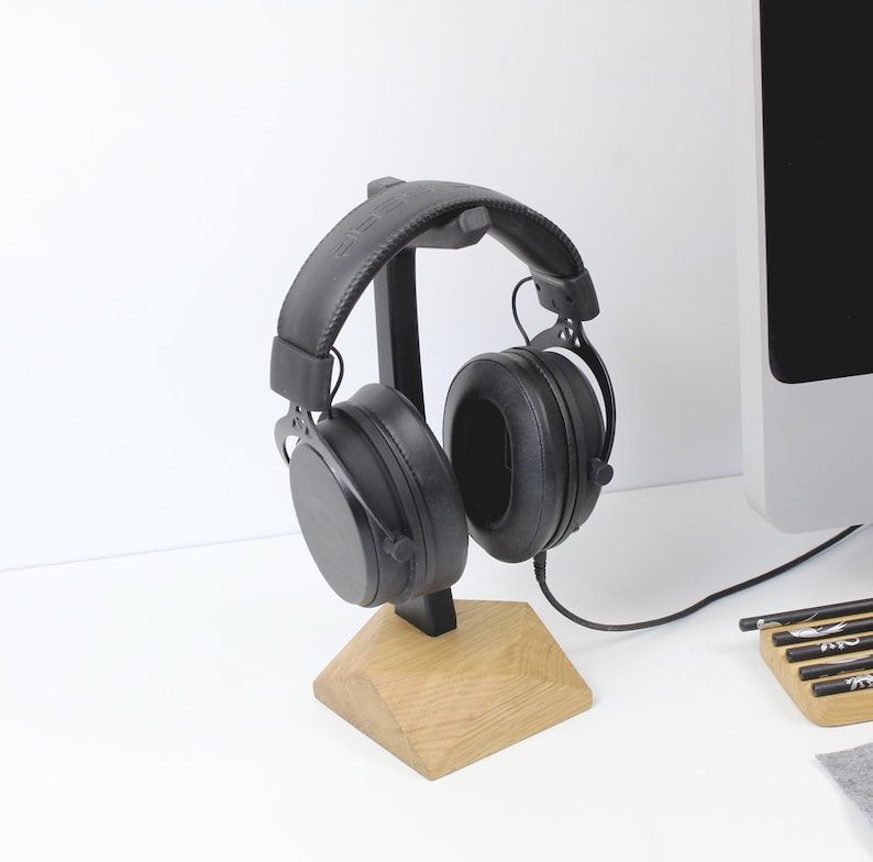 Geometric Headphone Stand | Wooden Headset Accessories | Desk ...