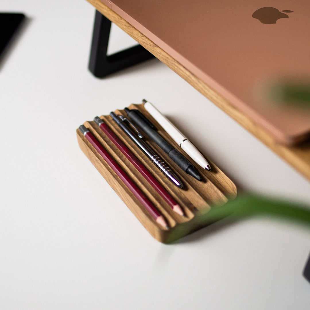 Wooden Pencil Tray /fountain Pen Holder for Desk / Wood Minimalist ...