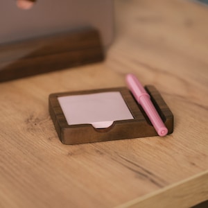 Wooden Sticky Note Holder | Minimalist Pencil Holder | Unique Sticky ...