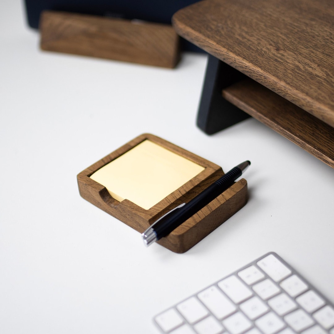 Wooden Sticky Note Holder | Minimalist Pencil Holder | Unique Sticky ...