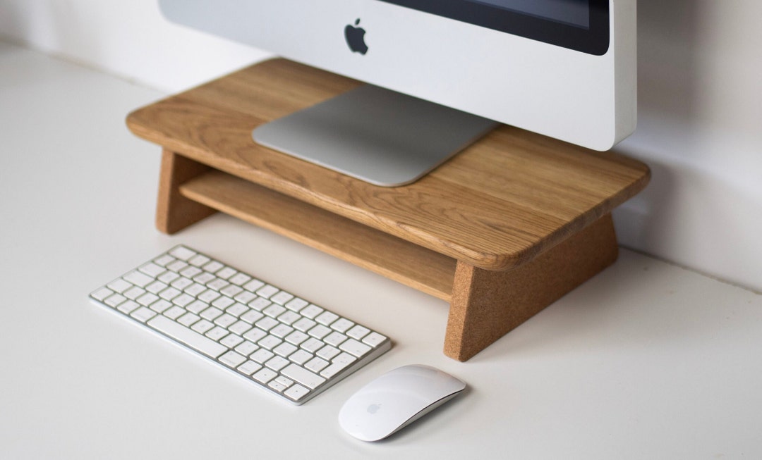 Solid Wood Monitor Stand / Wood Desk Shelf Organizer/ Computer Desk ...